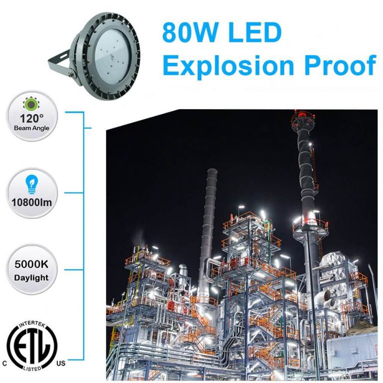 Hazardous Location LED High Bay 80W 10,800 Lumens AC100-277V IP66 ETL ...